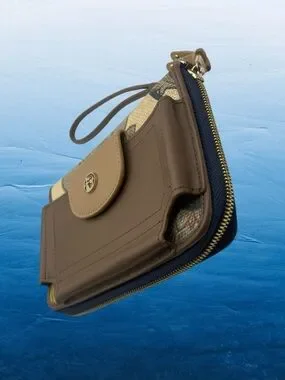 Spartina 449 | Bags | Spartina 449 Yemaya Leather Linen Zipper Wristlet ...